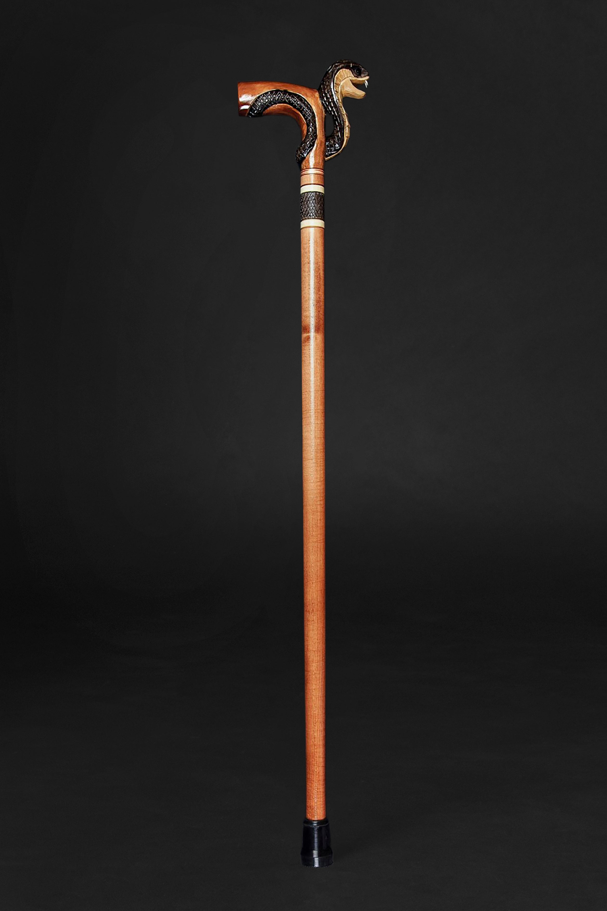 Antique Cobra Head Walking Cane, Snake Hand Carved Walking Stick