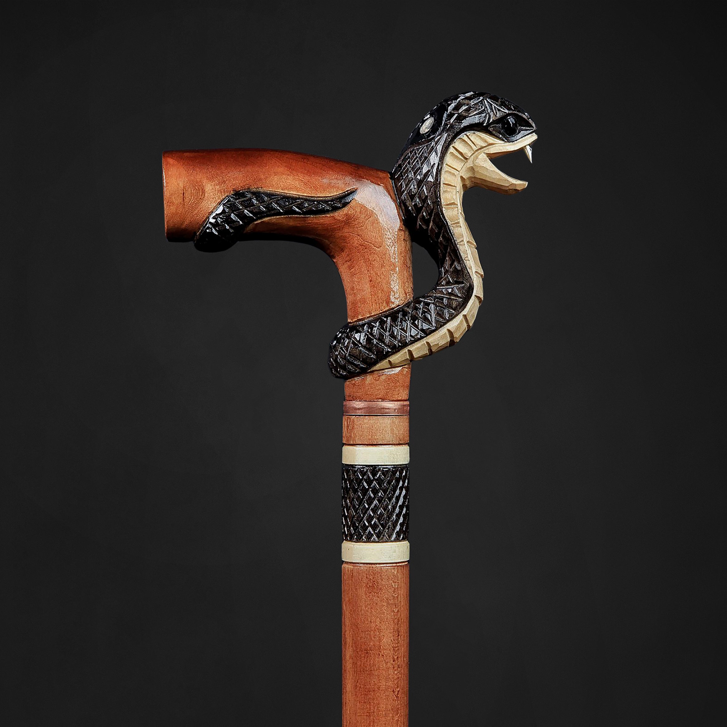 Antique Cobra Head Walking Cane, Snake Hand Carved Walking Stick | ART ...