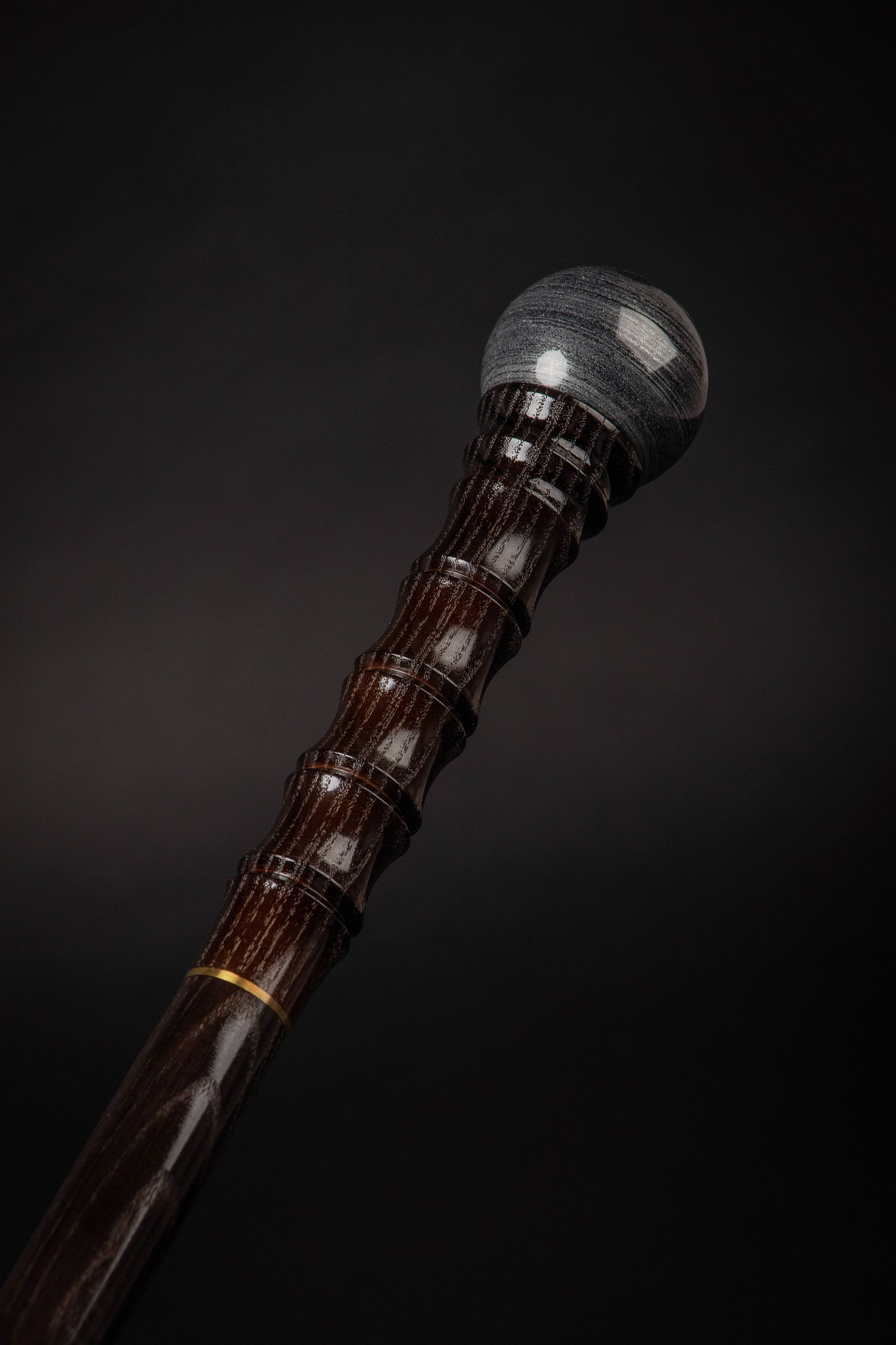 Walking Stick Knob Classic Handle Natural Stone Hematite Walking Cane ...