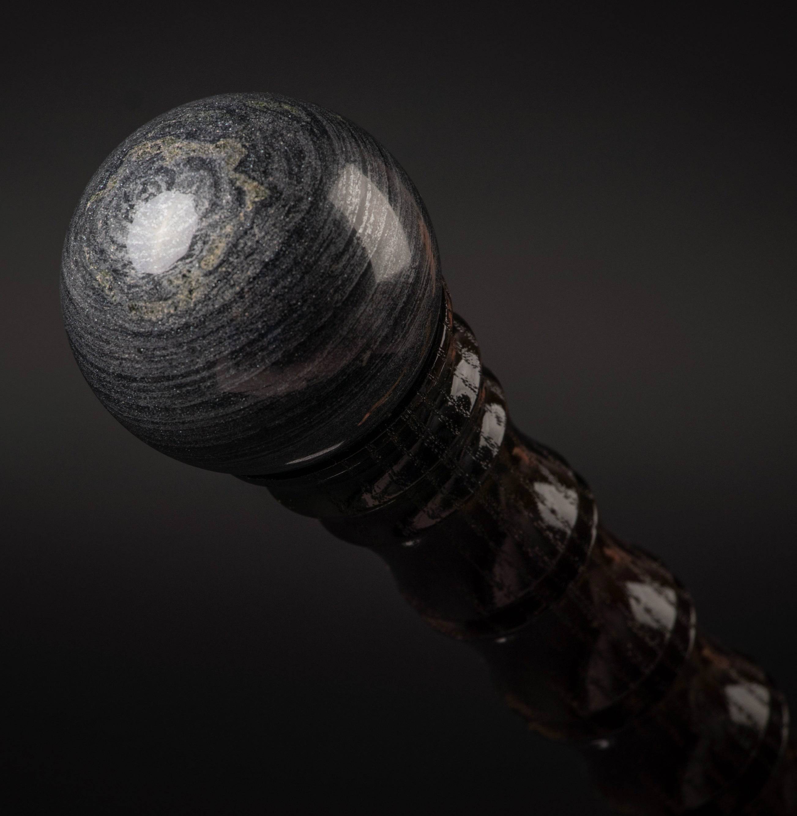 Walking Stick Knob Classic Handle Natural Stone Hematite Walking Cane ...