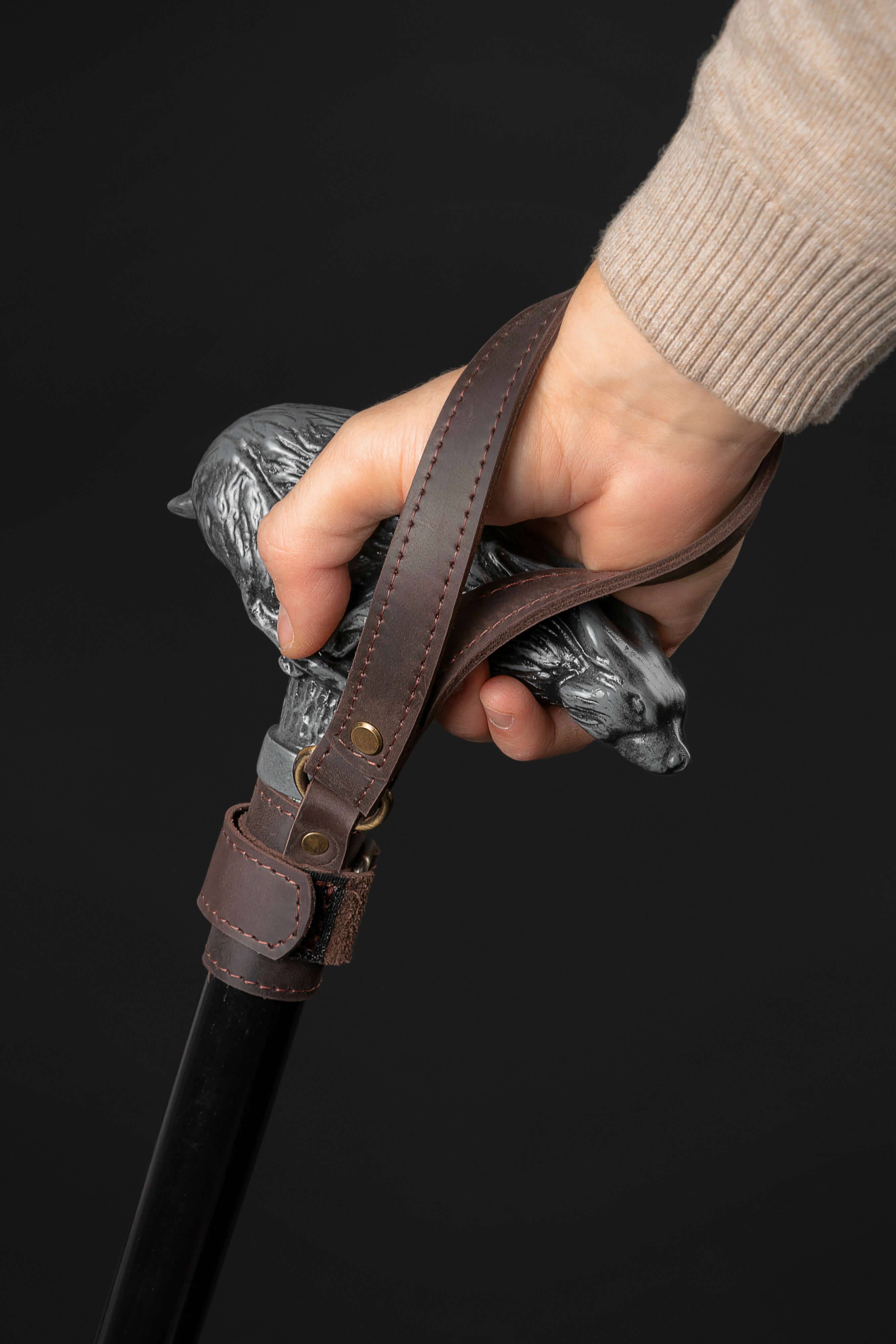 Walking Stick Wrist Cord - 1 Clamp "Dark Brown" & Walking Cane Wrist S