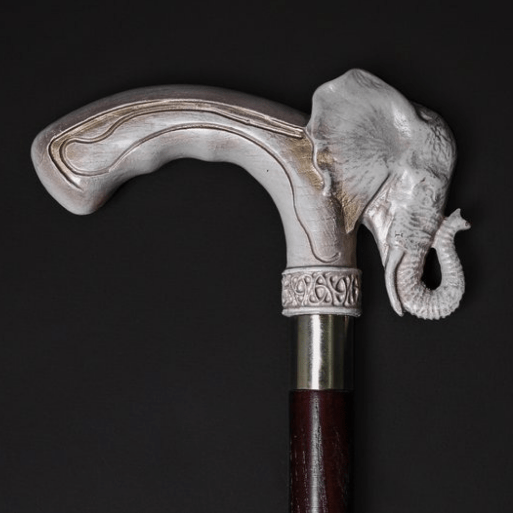 White Elephant Cane Wooden Walking Stick | ART WALKING STICKS