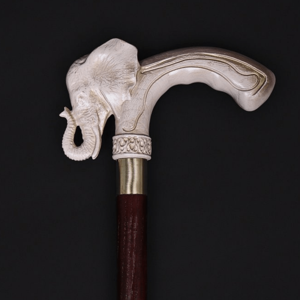 White Elephant Cane Wooden Walking Stick | ART WALKING STICKS