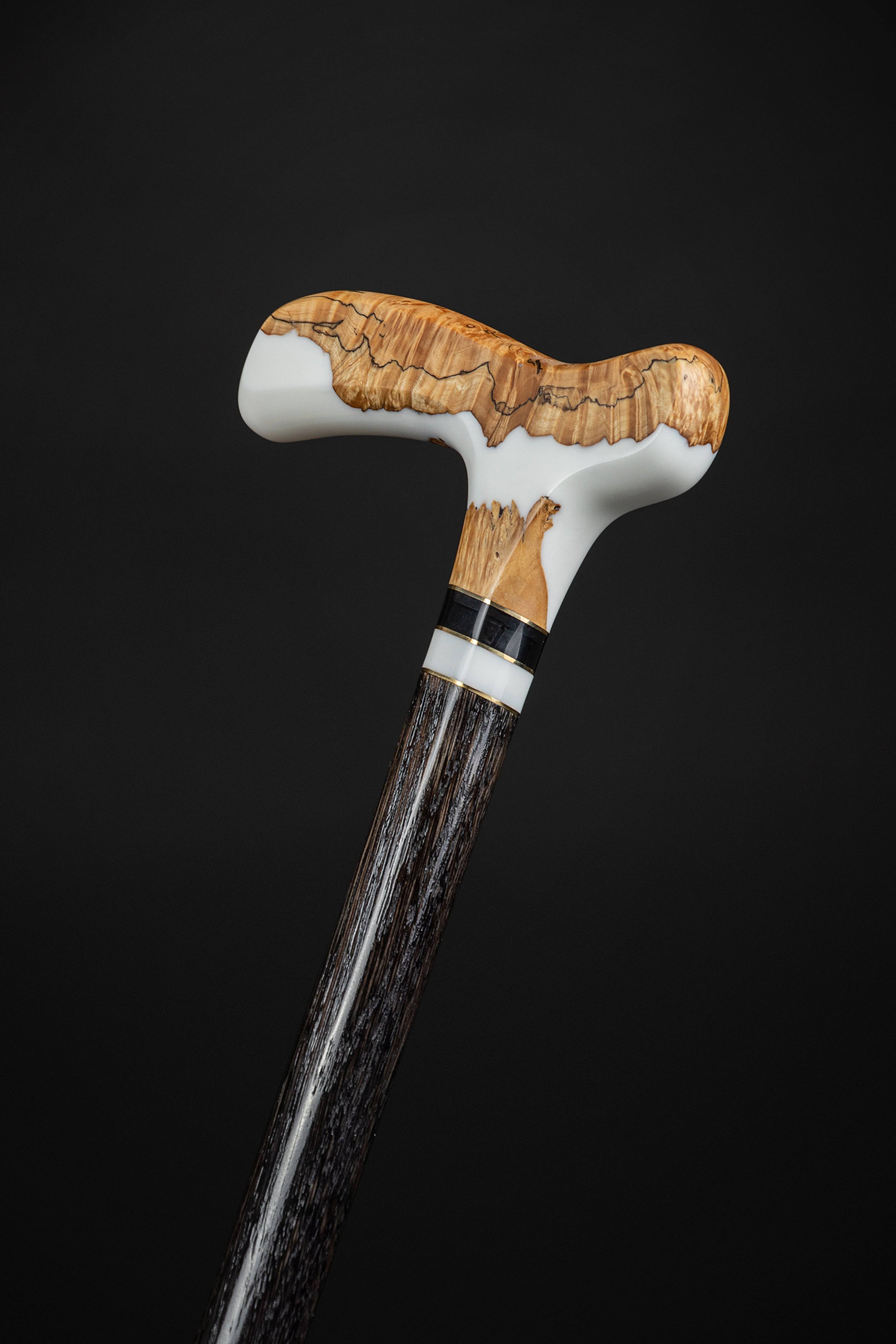 White Epoxy and Maple Burl Walking Cane, Stylish Walking Cane | ART ...