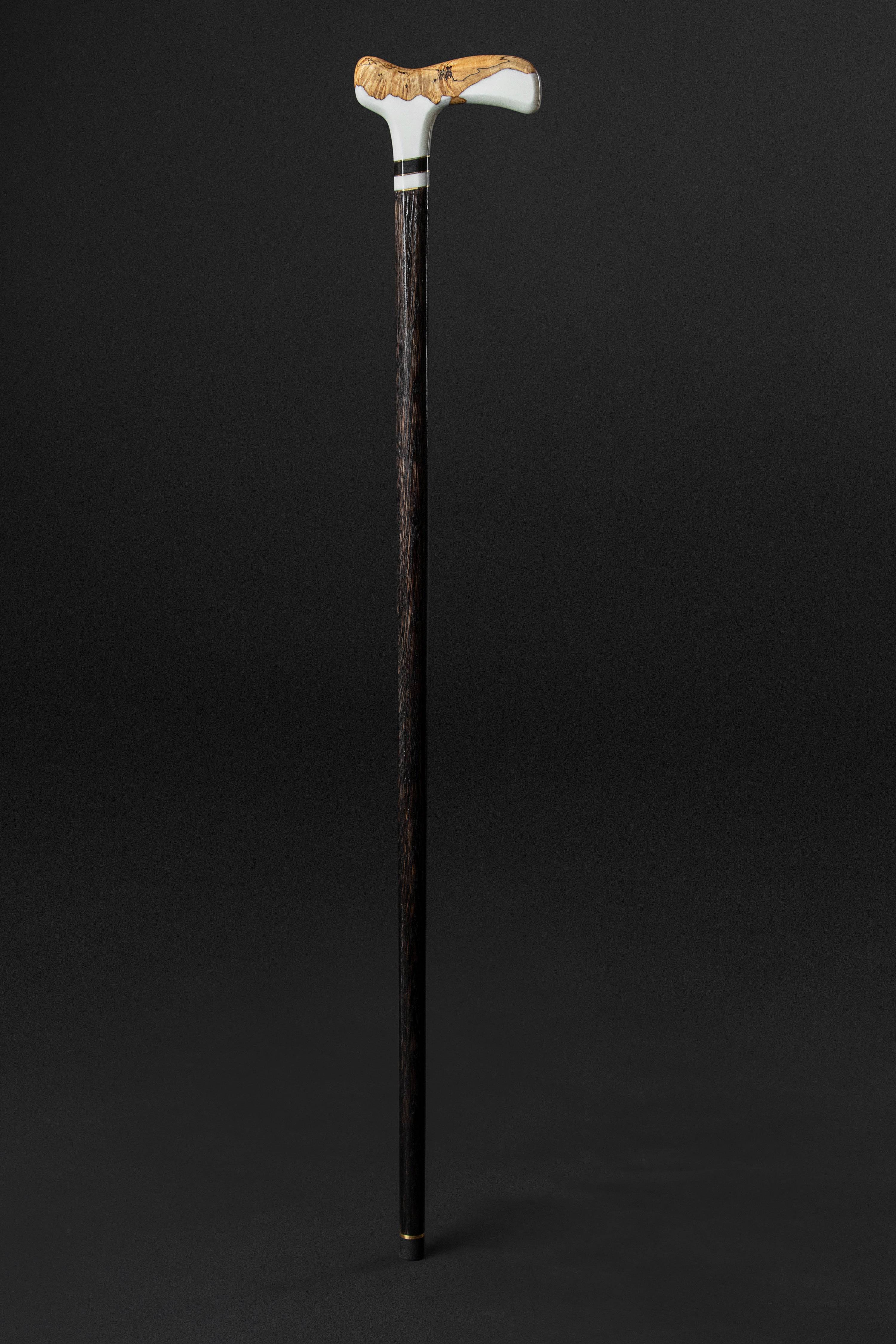 White Epoxy and Maple Burl Walking Cane, Stylish Walking Cane | ART ...