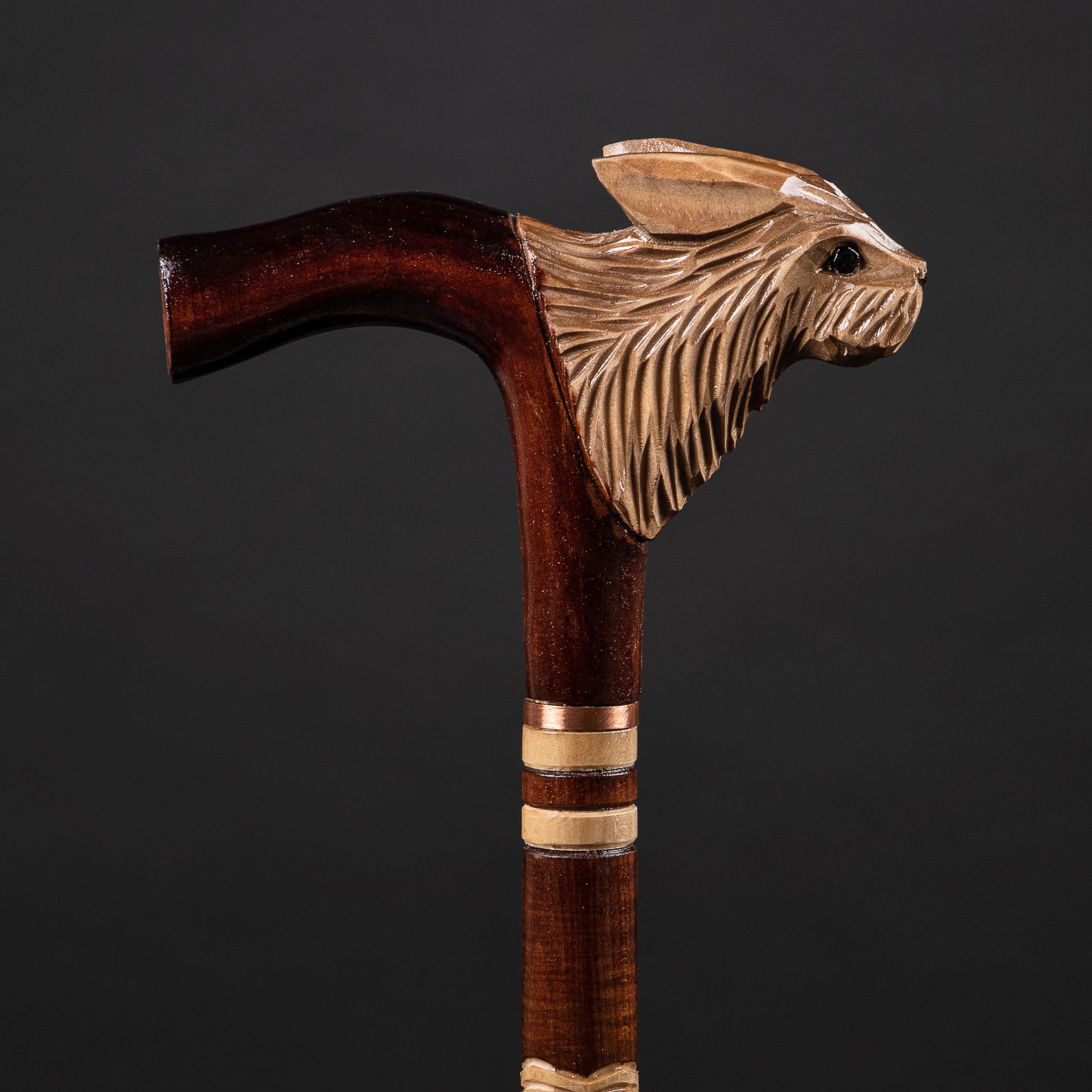 Wooden Carved Animal Walking Cane - Rabbit Walking Stick | ART WALKING ...