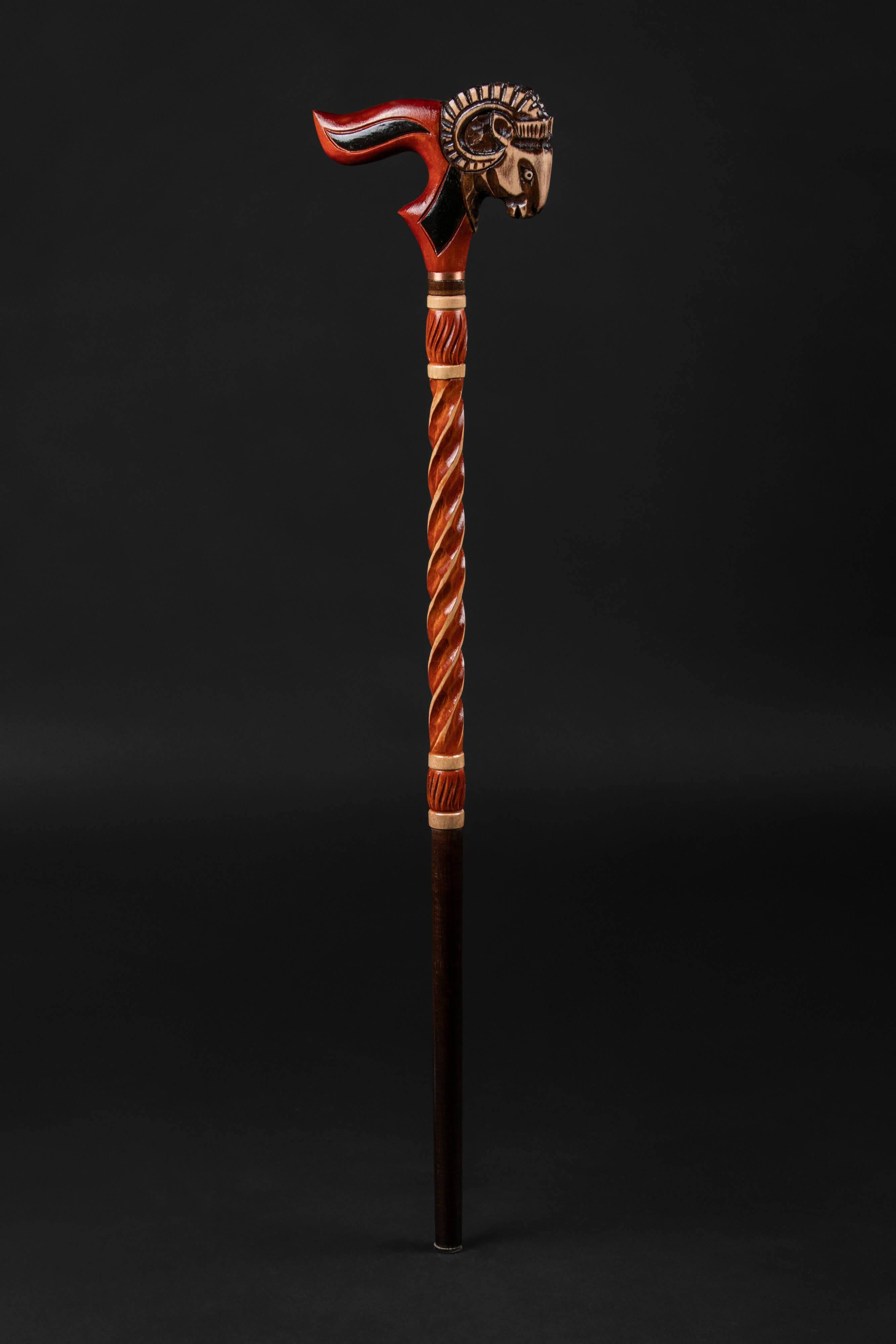 Wooden Head Ram Walking Cane - Custom Walking Sticks | ART WALKING STICKS