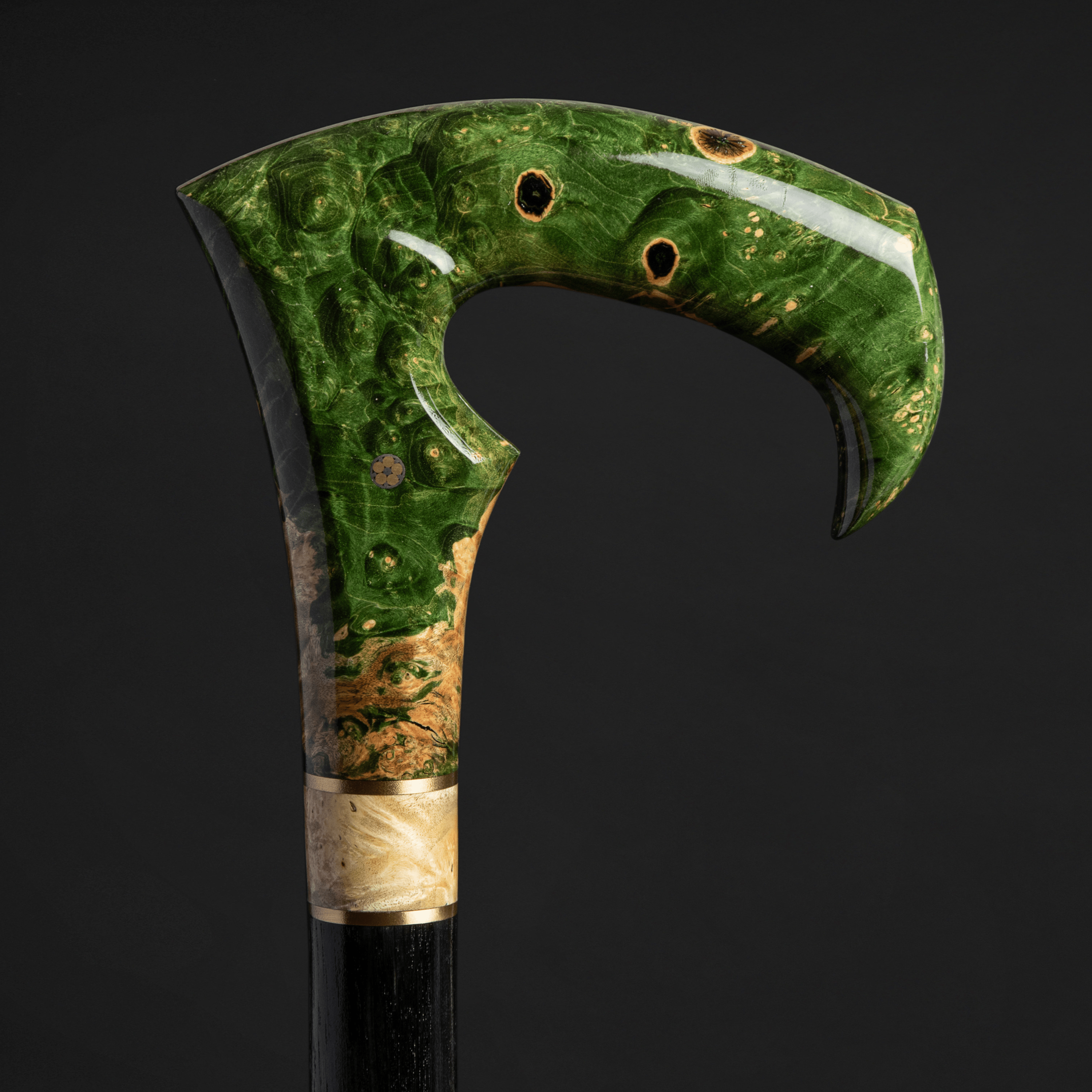 Modern Green Burl Handle Walking Cane, Comfortable Style Cane