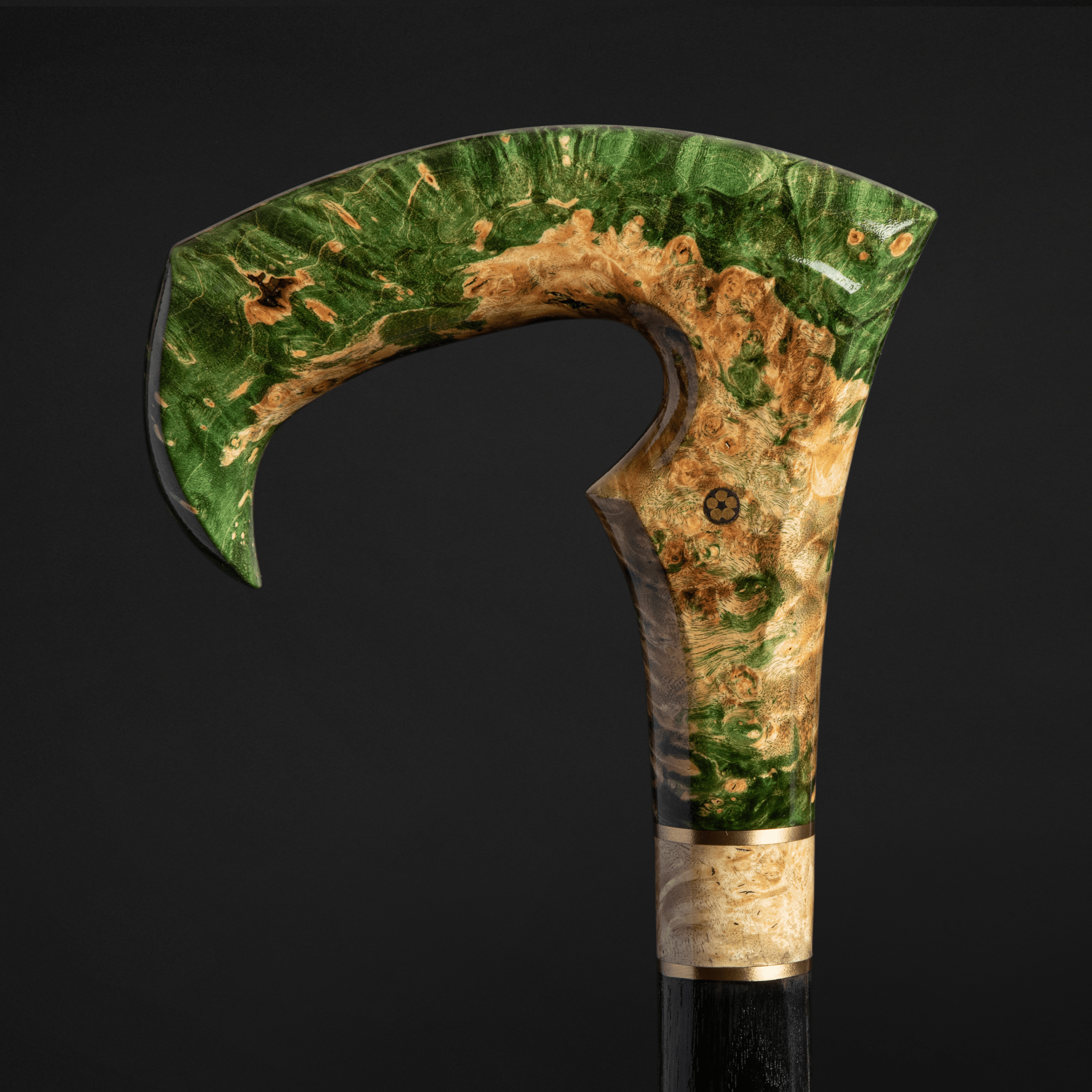 Modern Green Burl Handle Walking Cane, Comfortable Style Cane