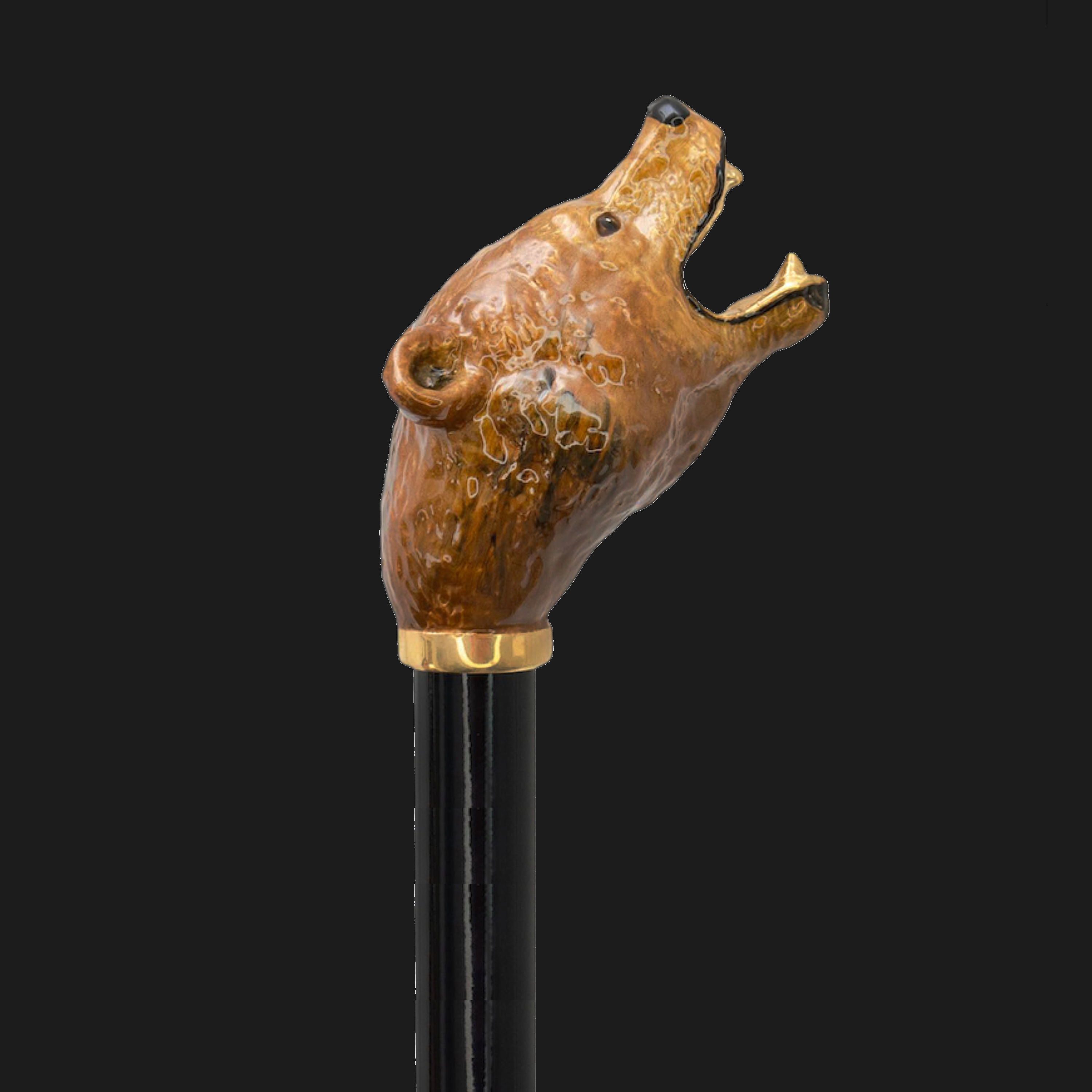 Fashionable Grizzly Bear Head Walking Stick, Designer Walking Stick ...