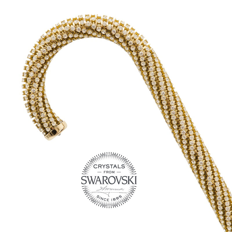 Luxury Tourist Style Walking Cane Swarovski® - Brass Jeweled Handle