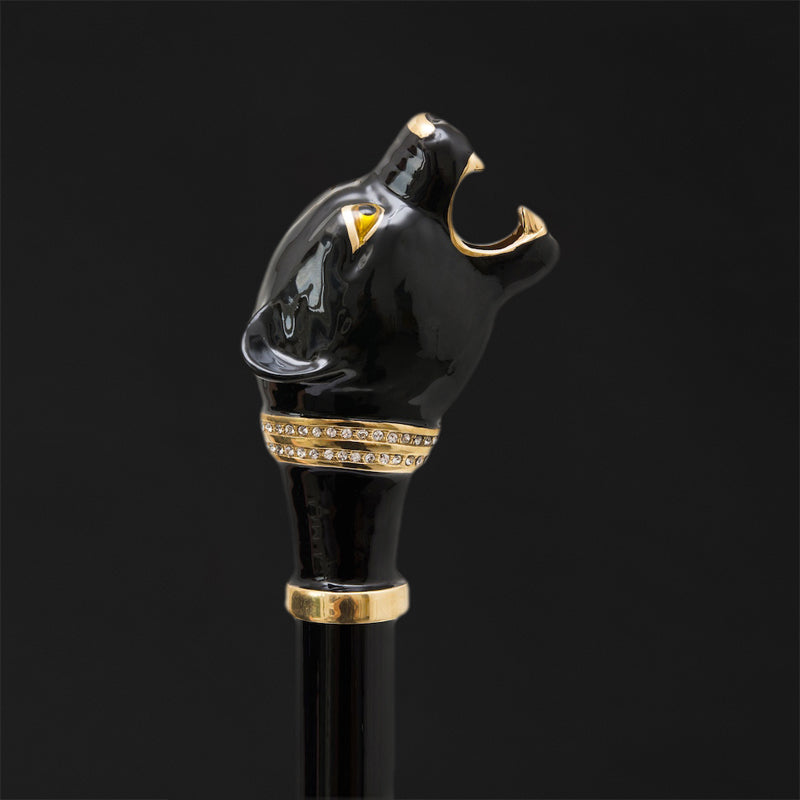 Modern Walking Cane Designer Panther Handle with Crystals