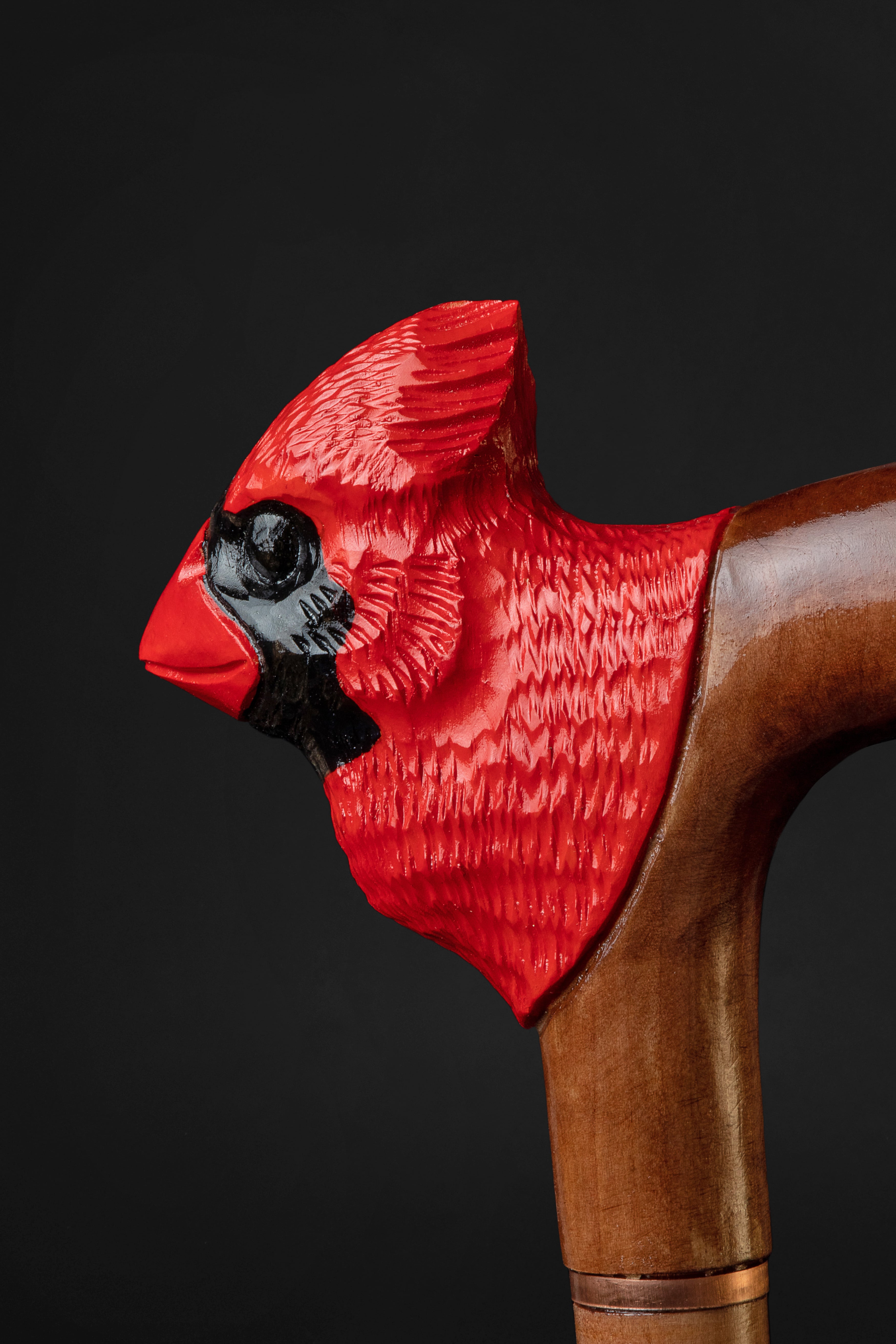 Fashionable Red Cardinal Bird Walking Cane, Custom Made Walking Sticks