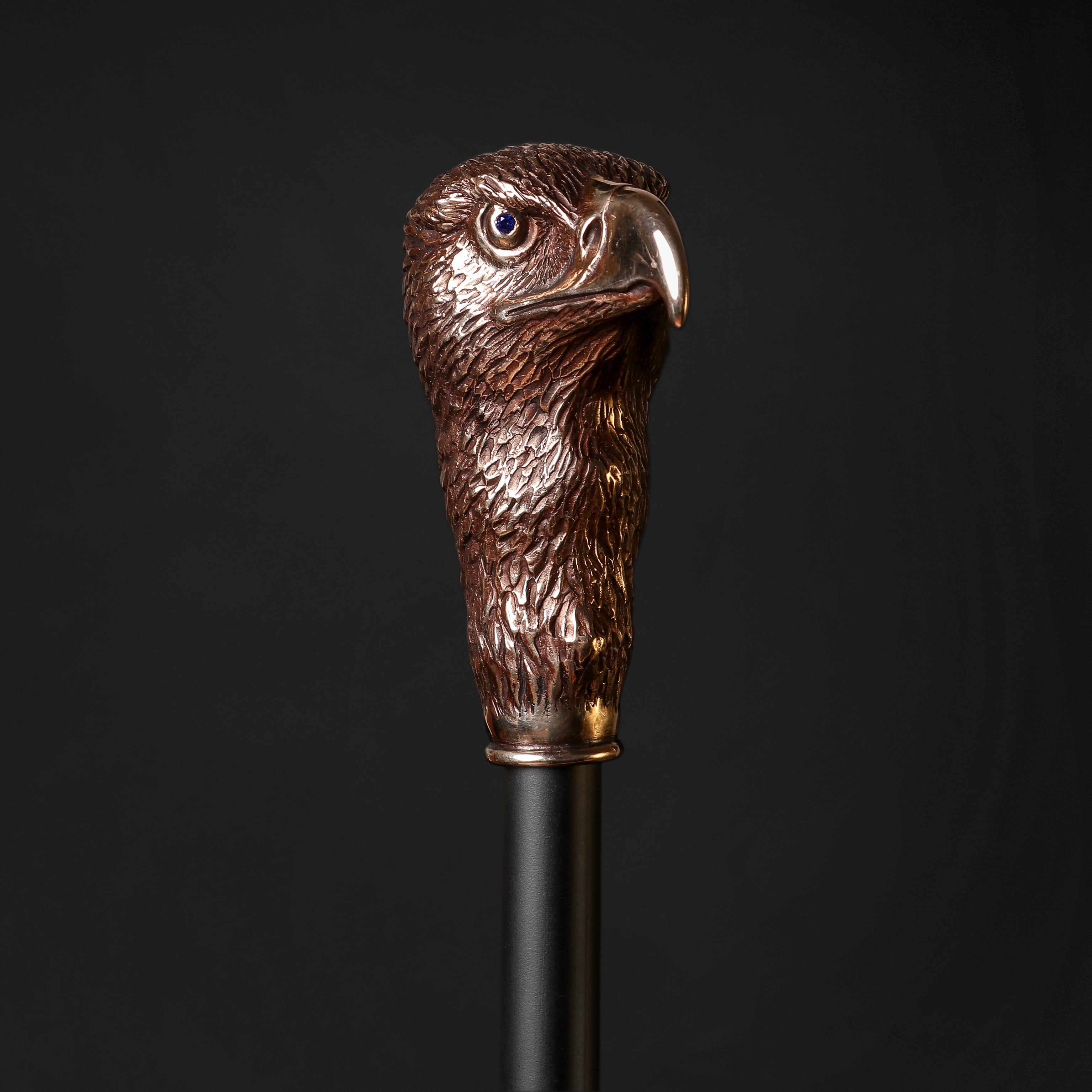 Jewelry Handle Hawk Bronze with Blue Eyes, Luxury Unique Walking Cane ...