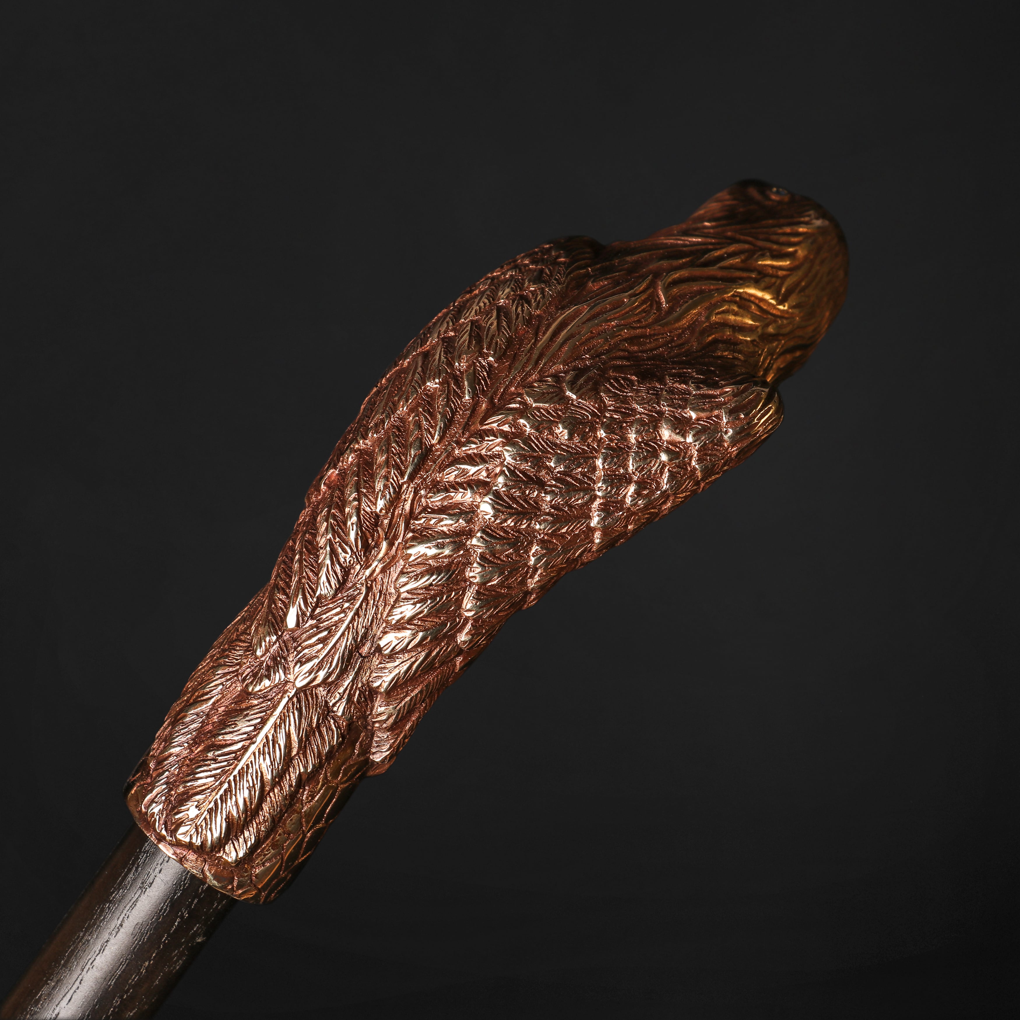 Luxury Crow Walking Stick with Blue Crystals, Ergonomic Handle, Artist