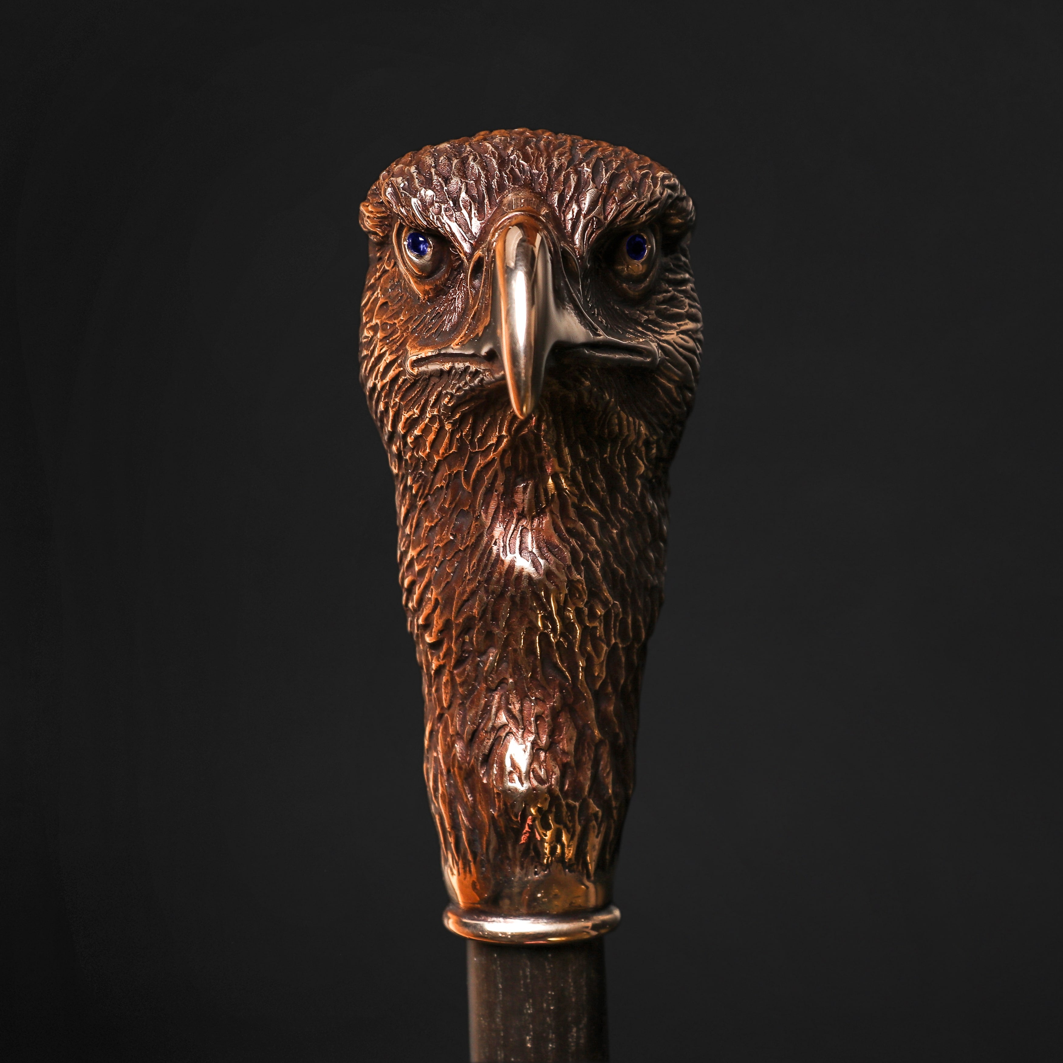 Jewelry Handle Hawk Bronze with Blue Eyes, Luxury Unique Walking Cane ...