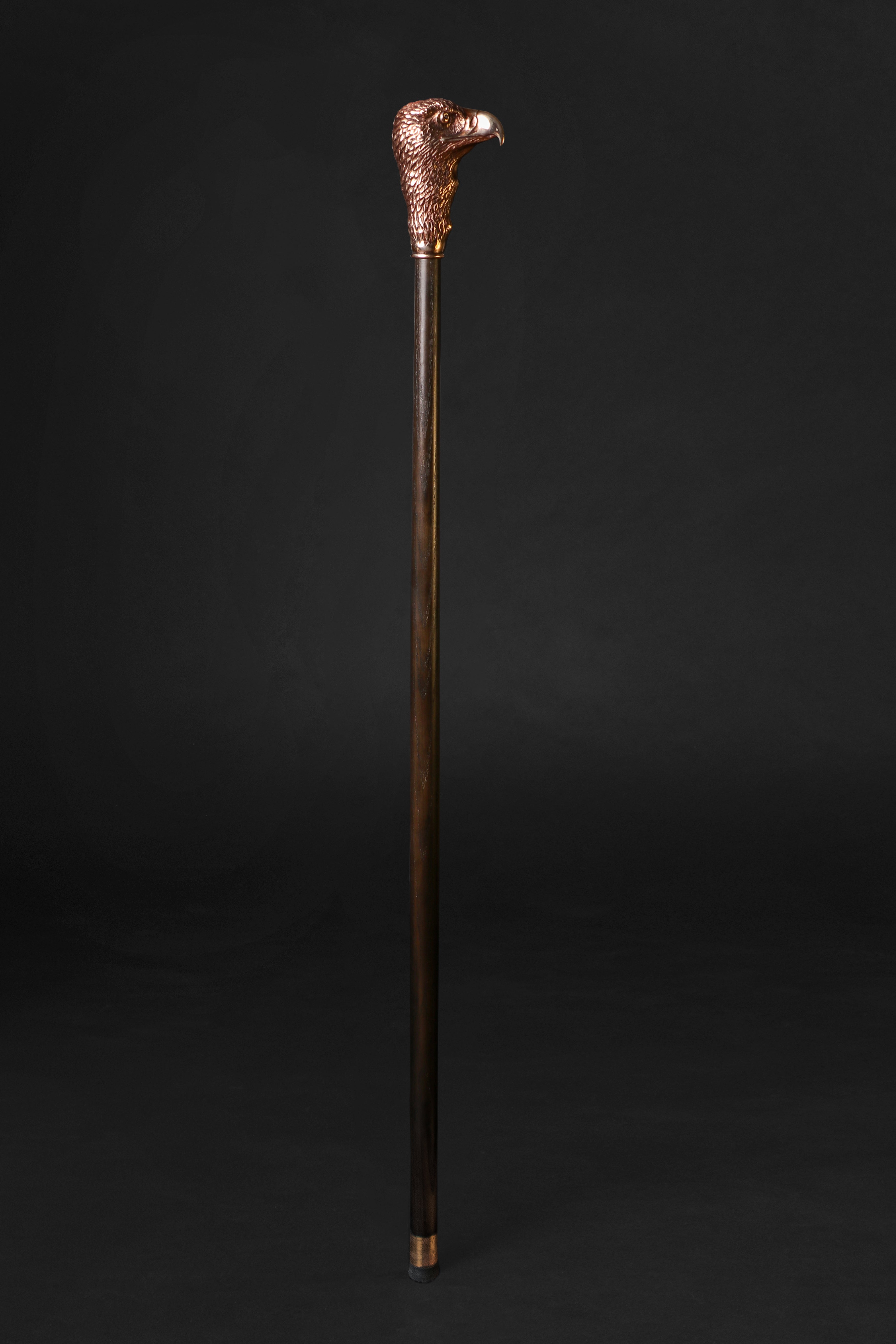 Jewelry Handle Hawk Bronze with Blue Eyes, Luxury Unique Walking Cane ...