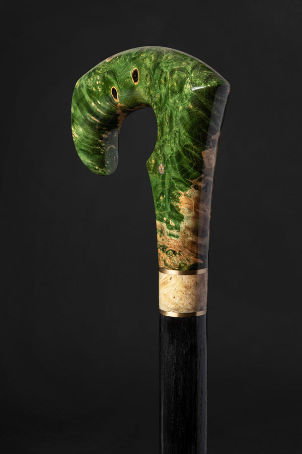 Modern Green Burl Handle Walking Cane, Comfortable Style Cane