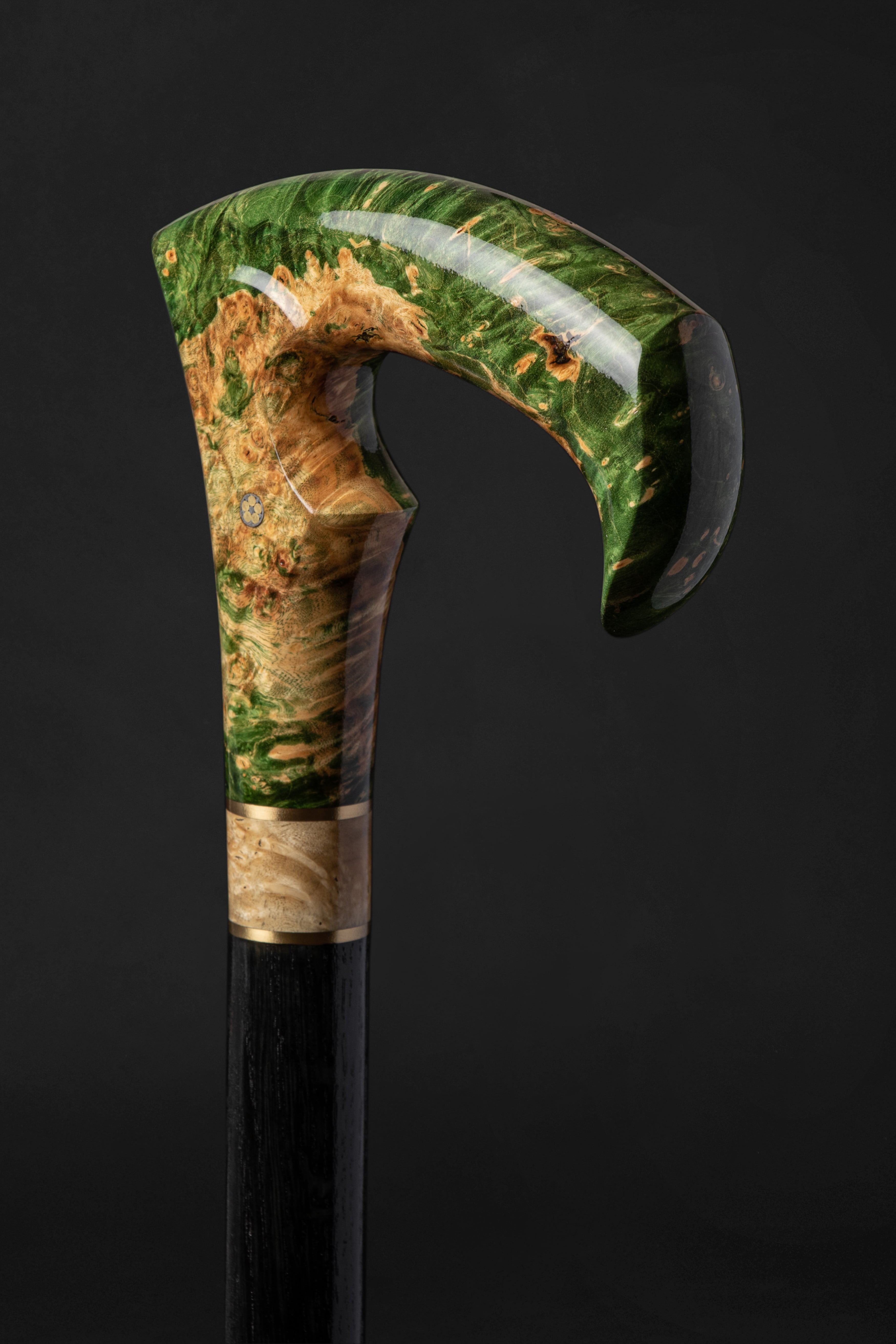 Modern Green Burl Handle Walking Cane, Comfortable Style Cane