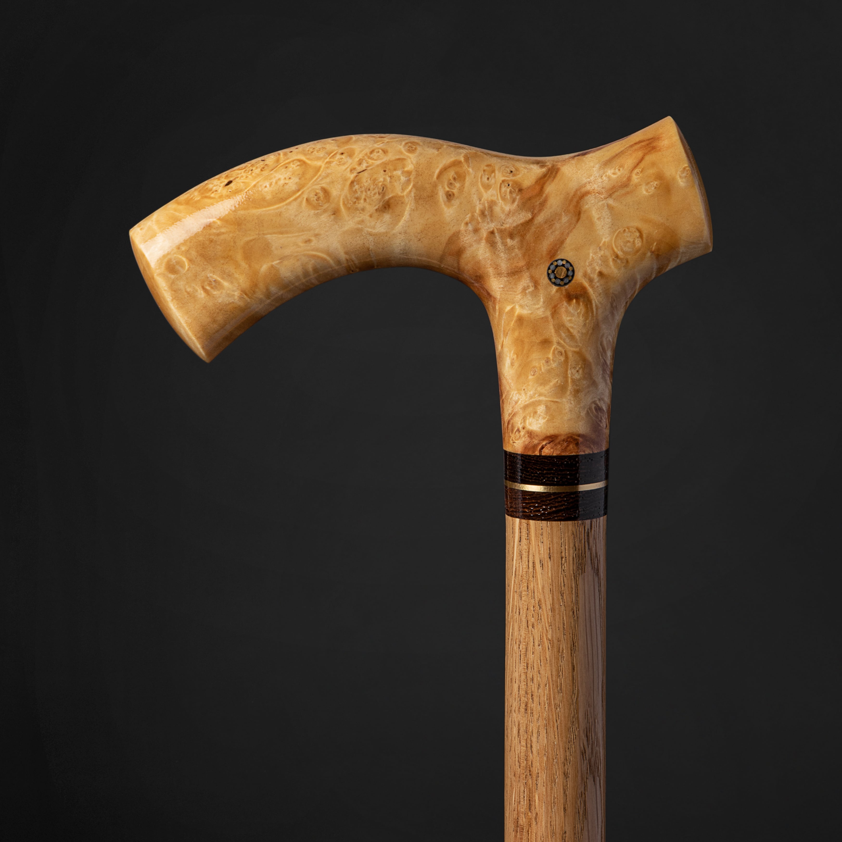 Artistic Walking Cane Classic Design Crafted from Curly Maple, Burl ...