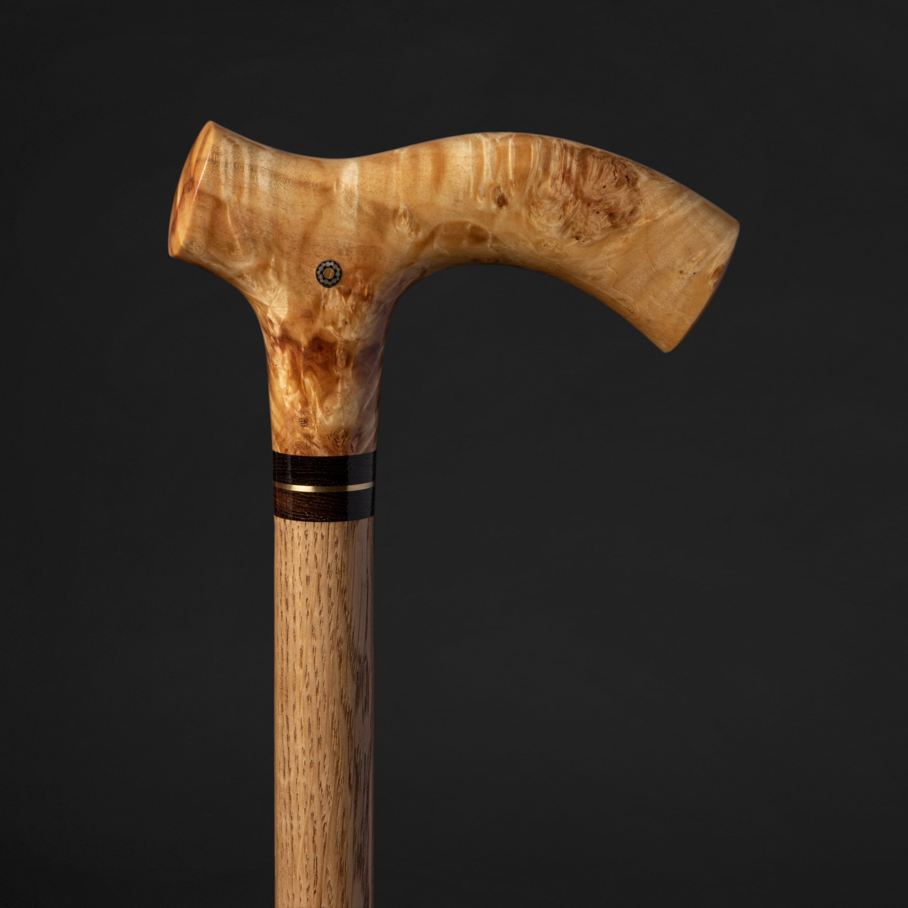 Artistic Walking Cane Classic Design Crafted from Curly Maple, Burl ...