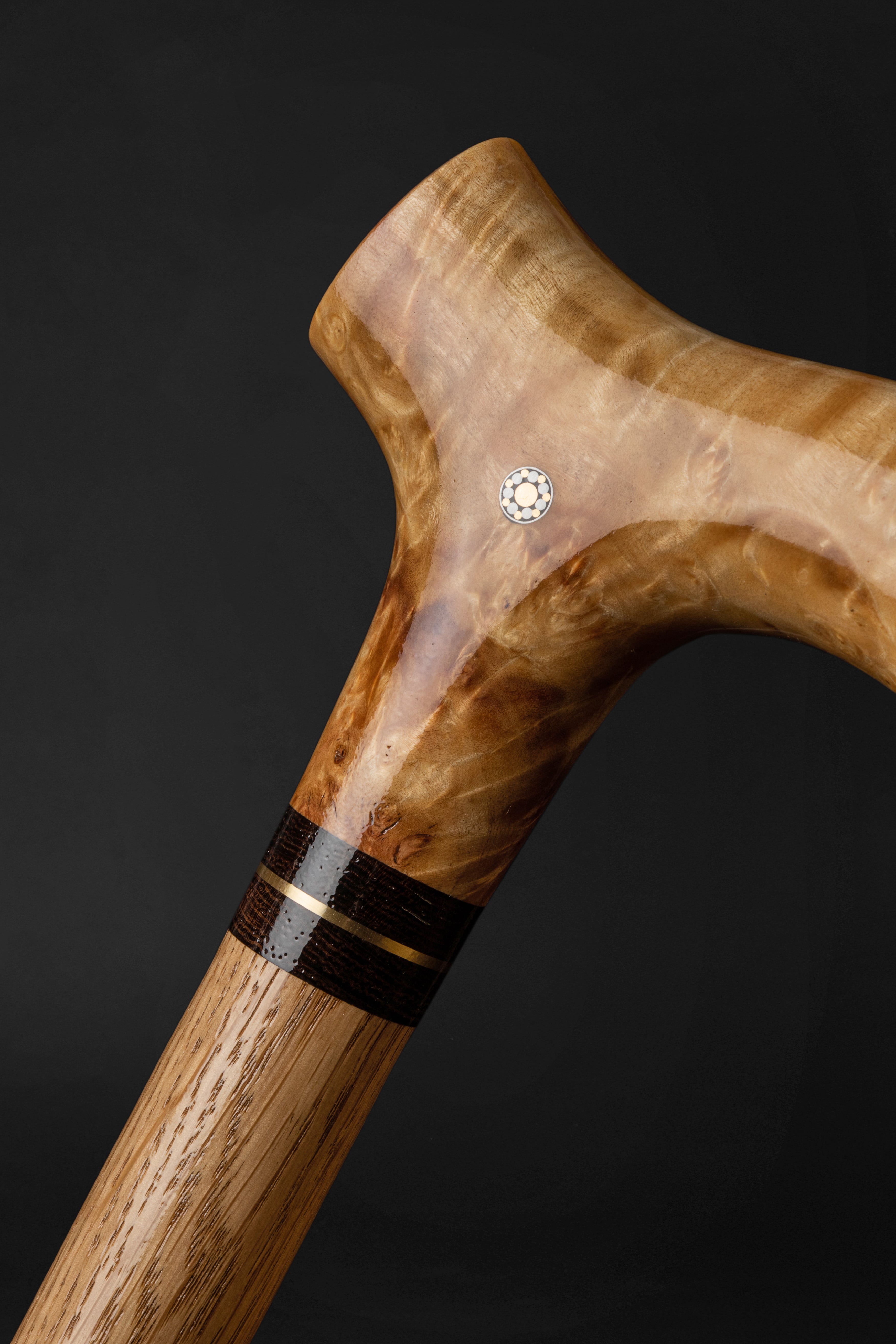 Artistic Walking Cane Classic Design Crafted from Curly Maple, Burl ...
