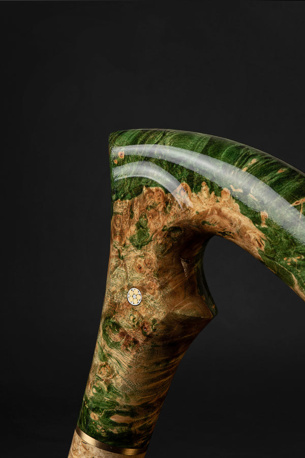 Modern Green Burl Handle Walking Cane, Comfortable Style Cane