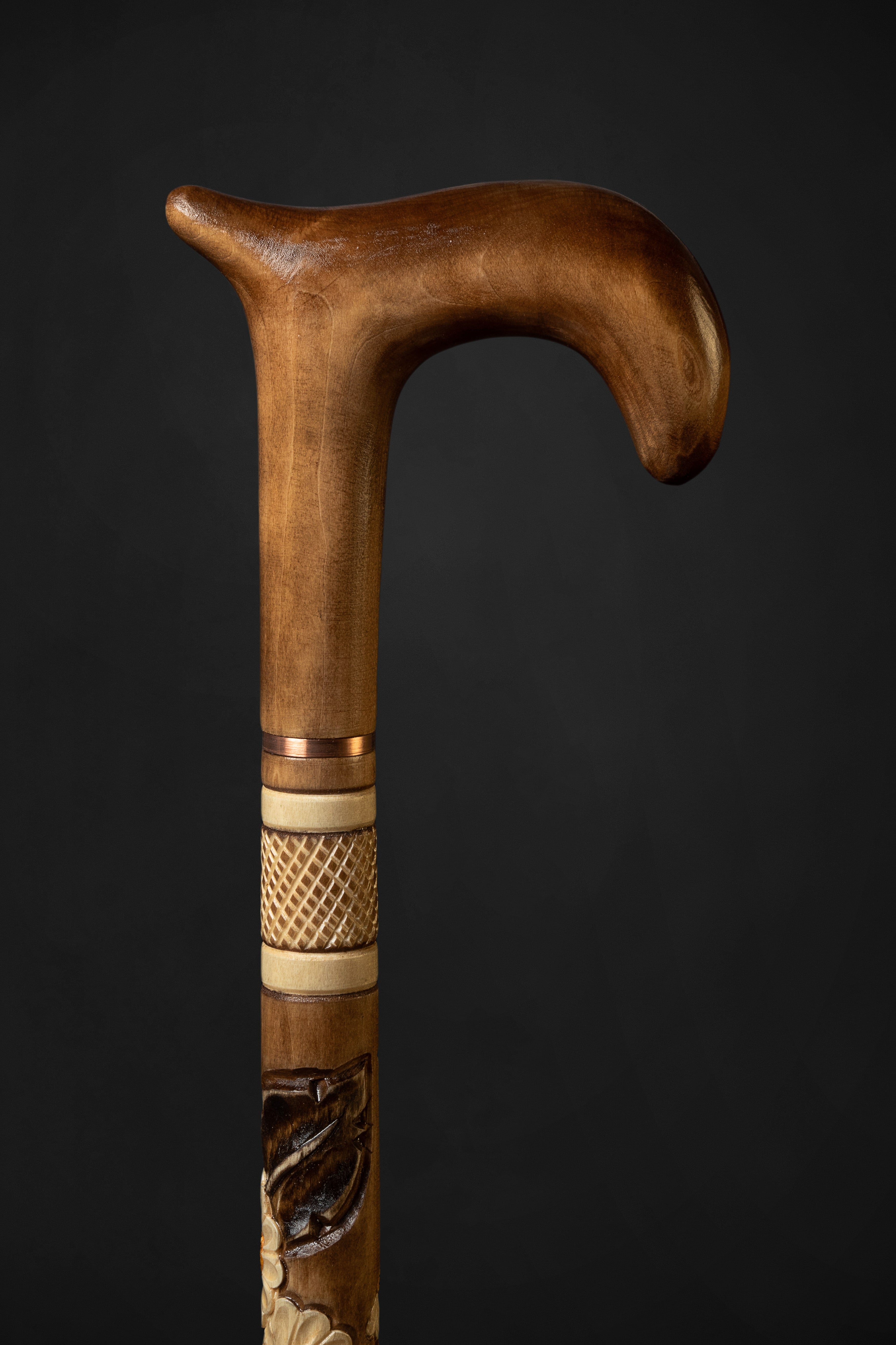 Beige Walking Cane for Ladies Chamomile Flower, Wooden Walking Stick ...