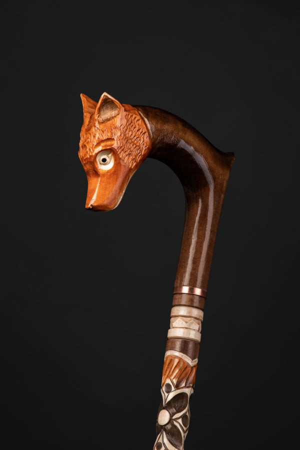 Fox Head Walking Stick Carving, Artisan Walking Stick | ART WALKING STICKS