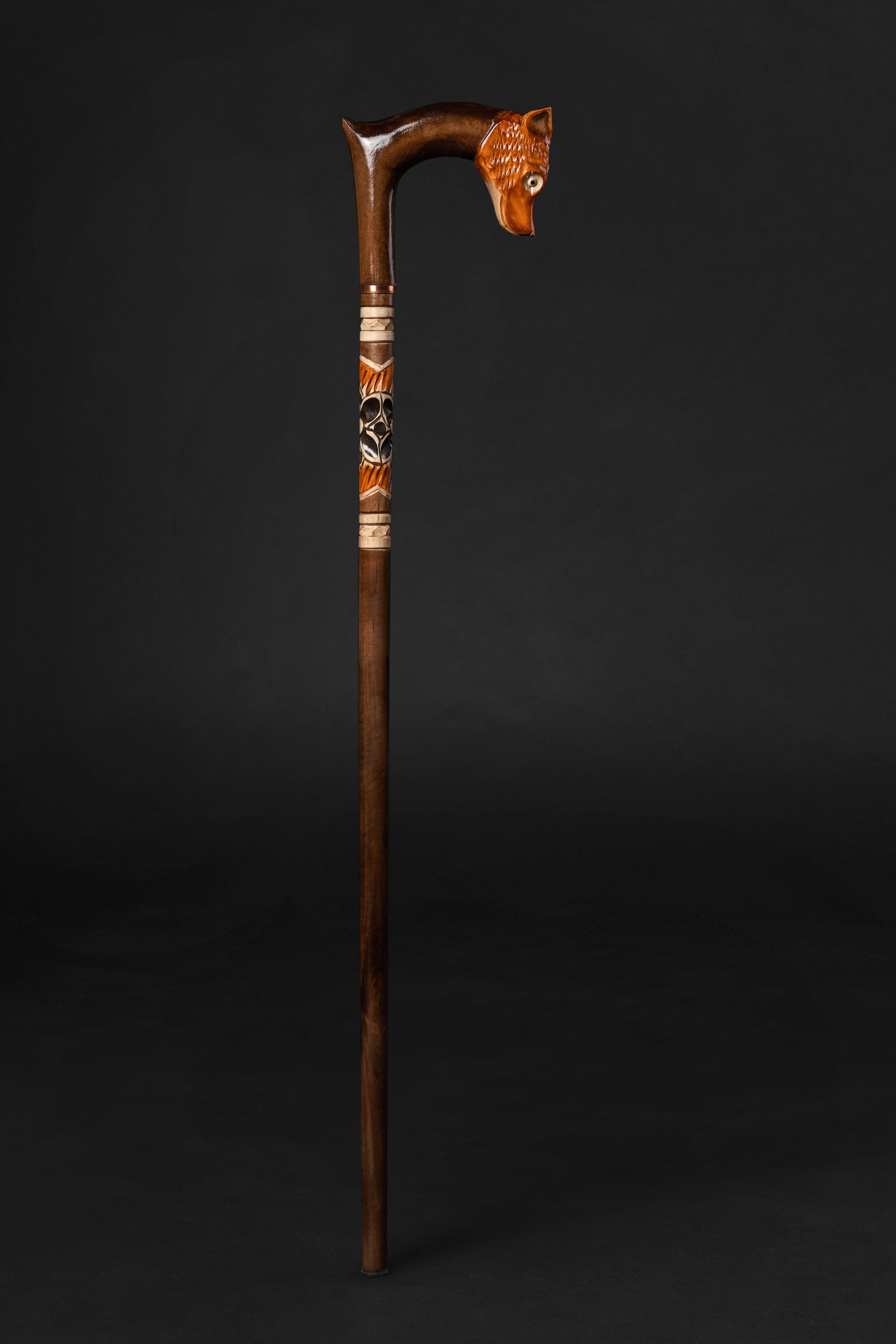 Fox Head Walking Stick Carving, Artisan Walking Stick | ART WALKING STICKS