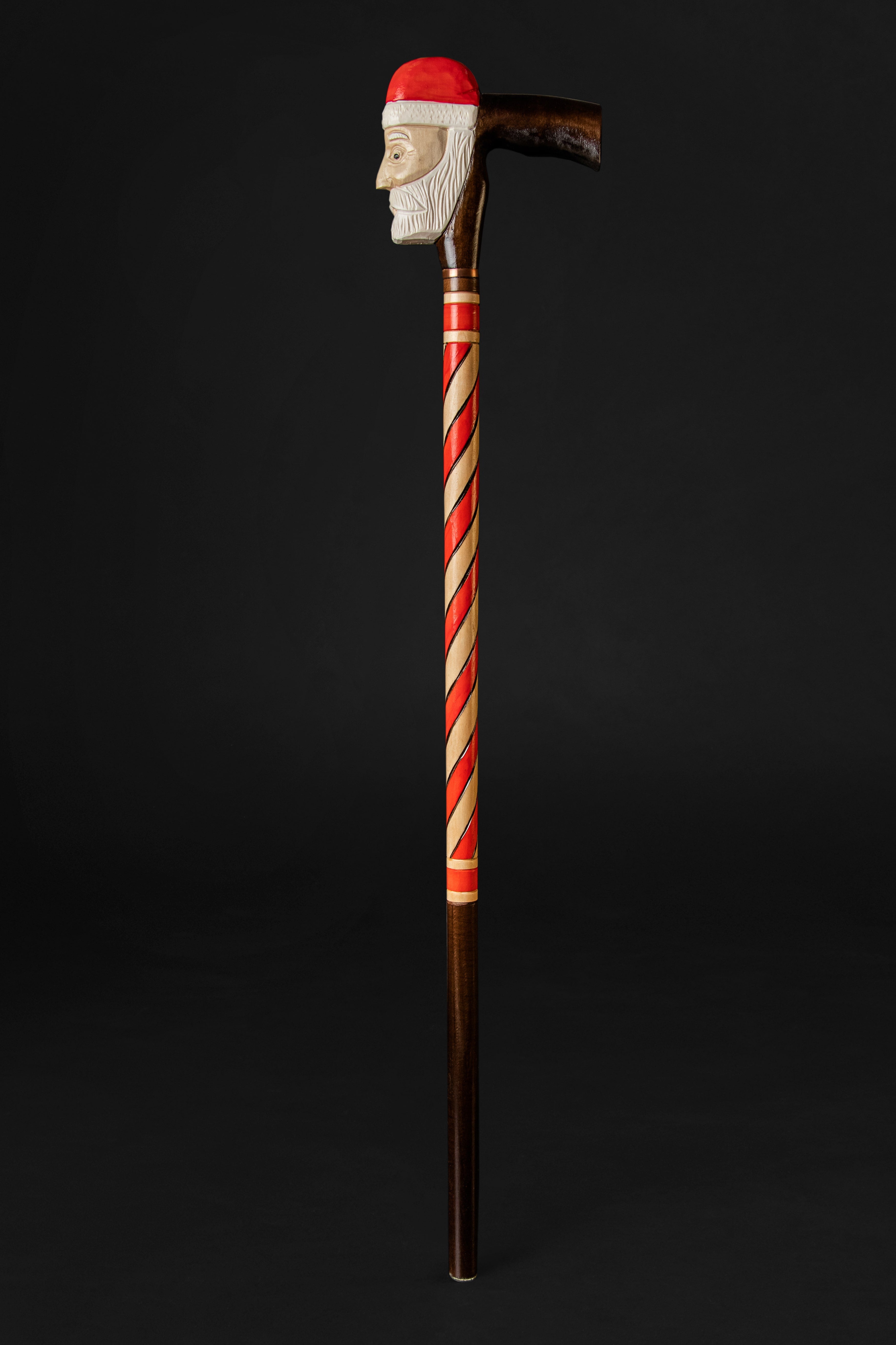 Santa Claus Christmas Walking Cane Candy Stick, Hand Carved | ART ...