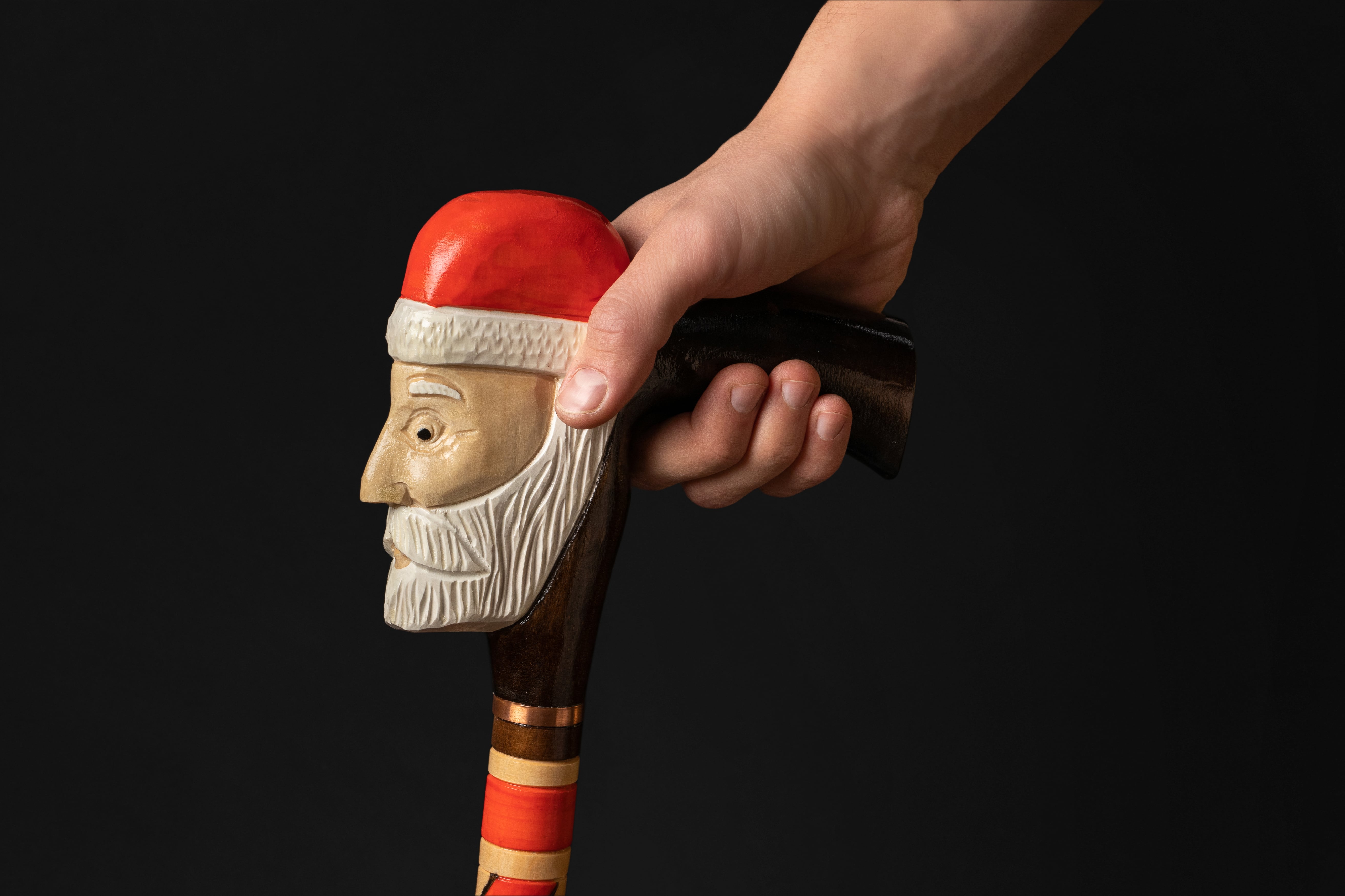 Santa Claus Christmas Walking Cane Candy Stick, Hand Carved | ART ...