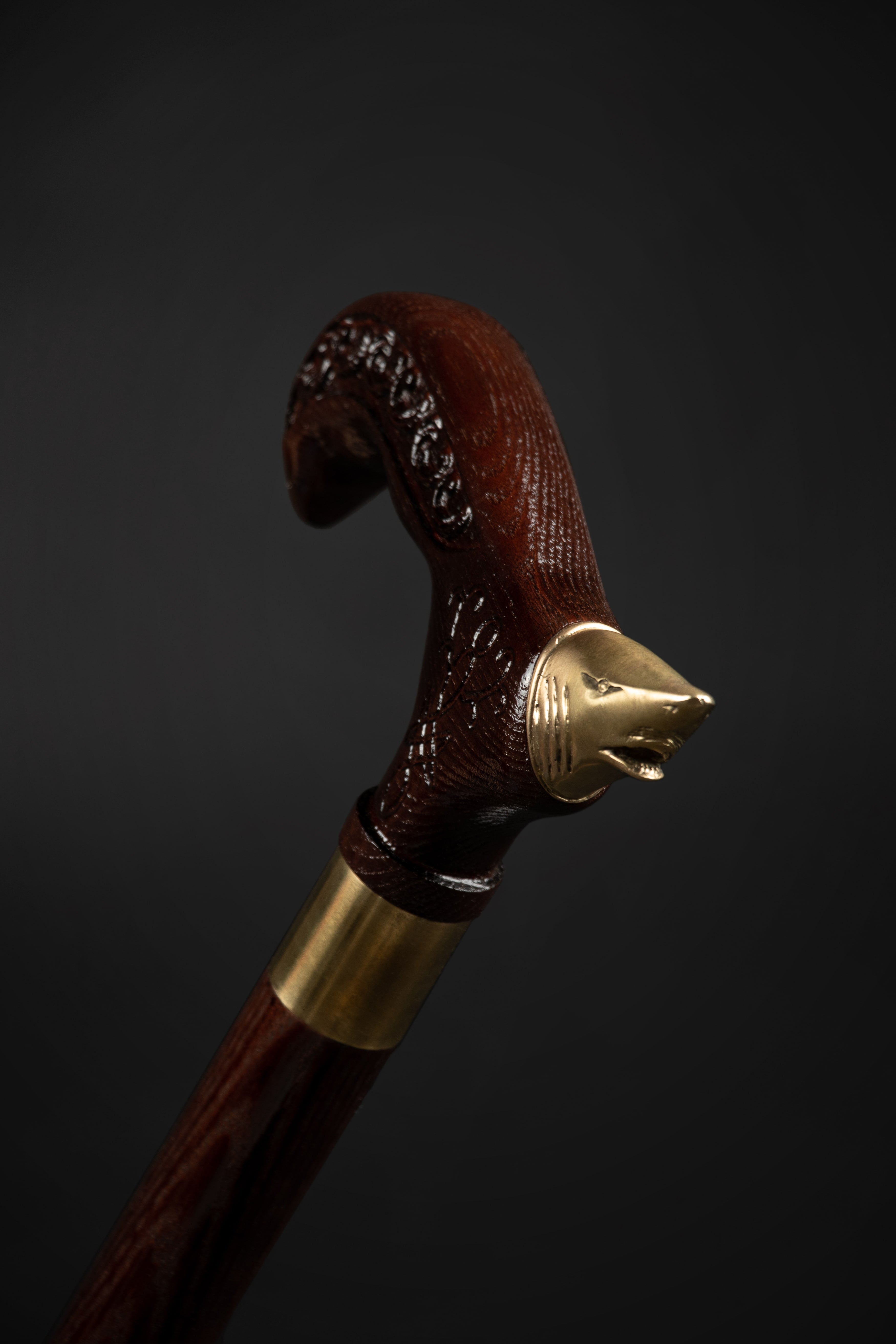 Shark Walking Stick Brass Handle Luxury Stick - Badass Walking Canes