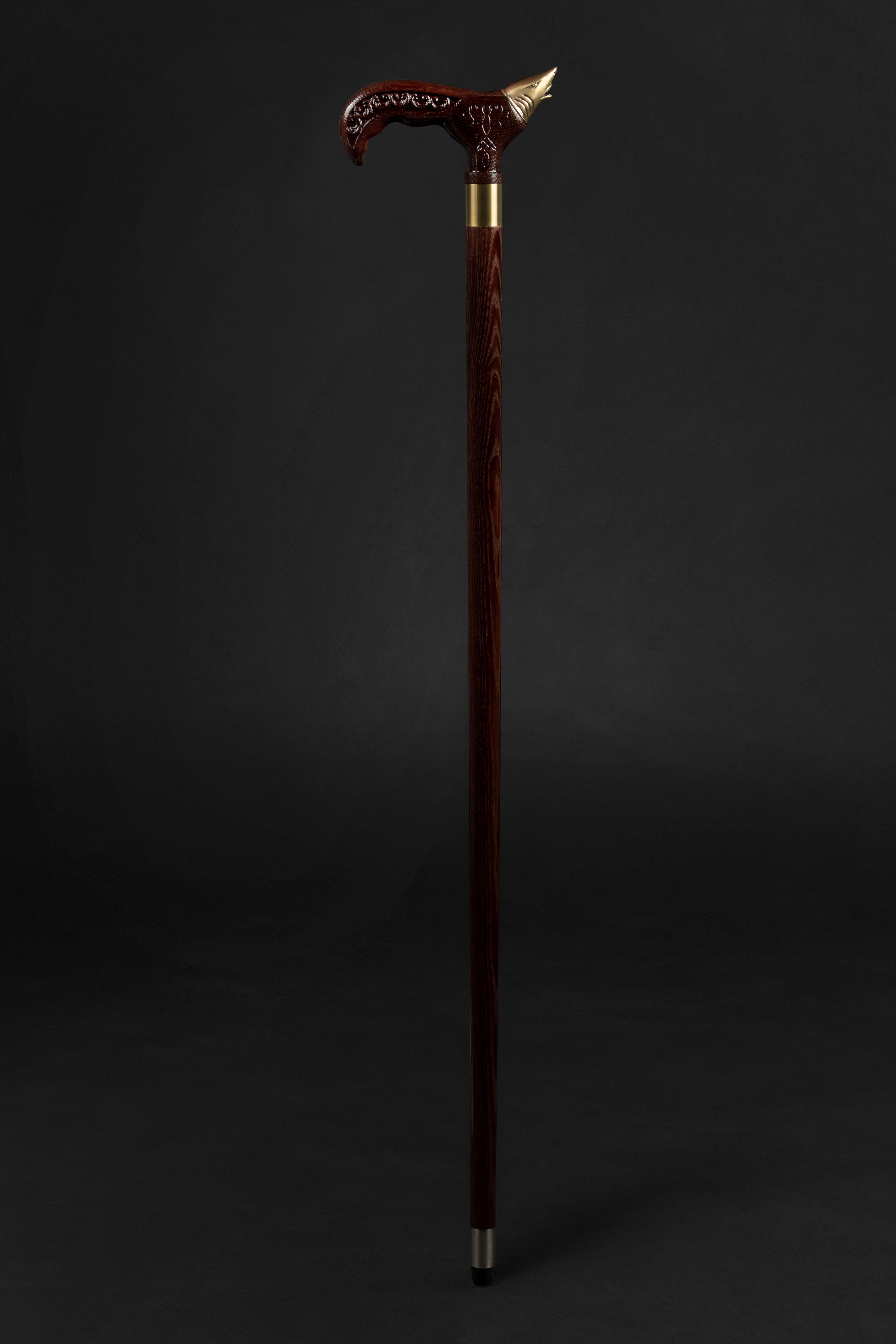 Shark Walking Stick Brass Handle Luxury Stick - Badass Walking Canes