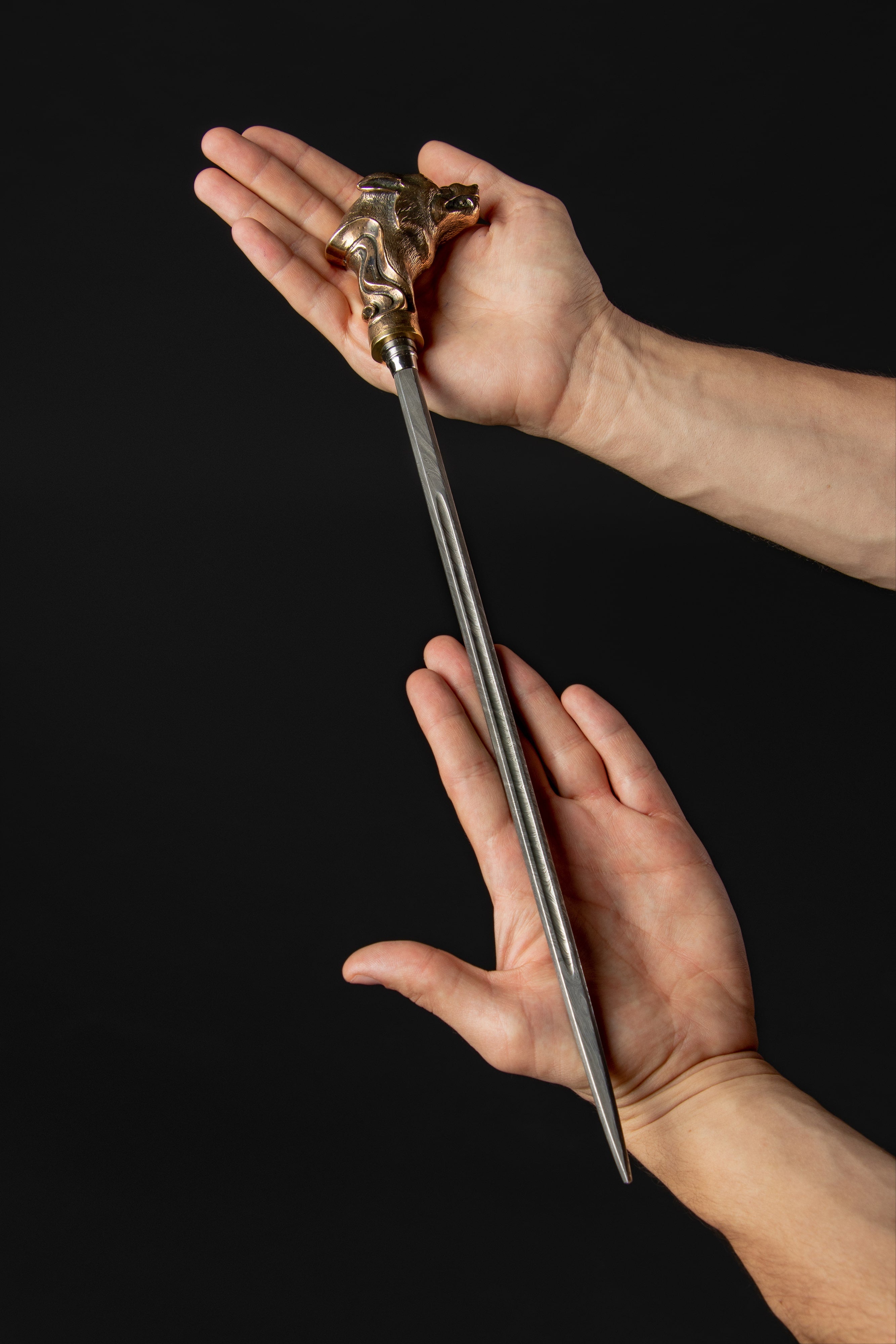 Handmade Sword Walking Cane Wolf Hidden Blade Sword Stick, Damascus ...