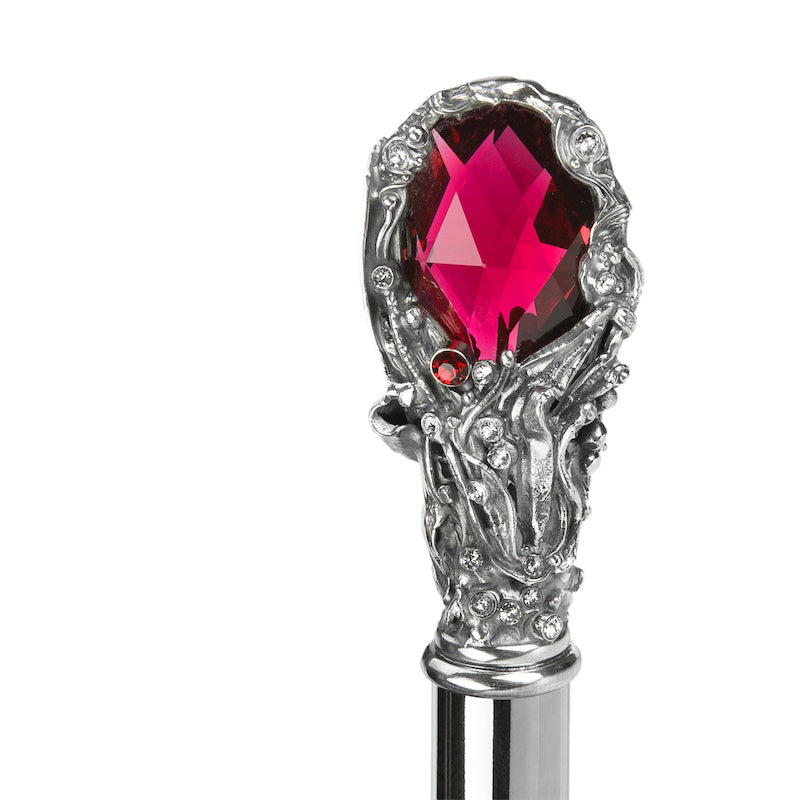 Antique Fancy Walking Stick Red Gem, Silver Presentation Cane | ART ...
