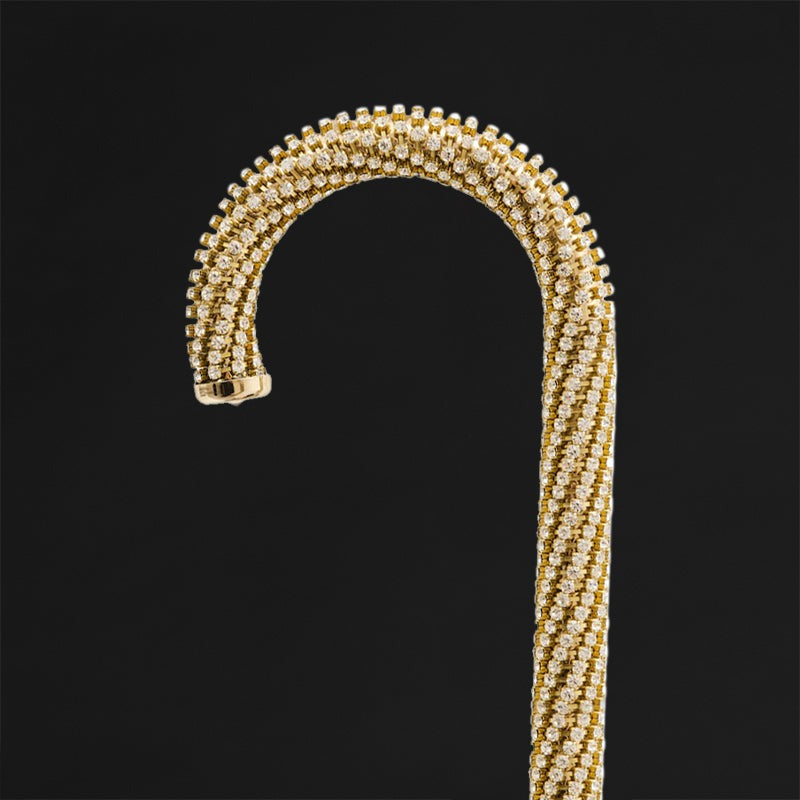 Luxury Tourist Style Walking Cane Swarovski® - Brass Jeweled Handle