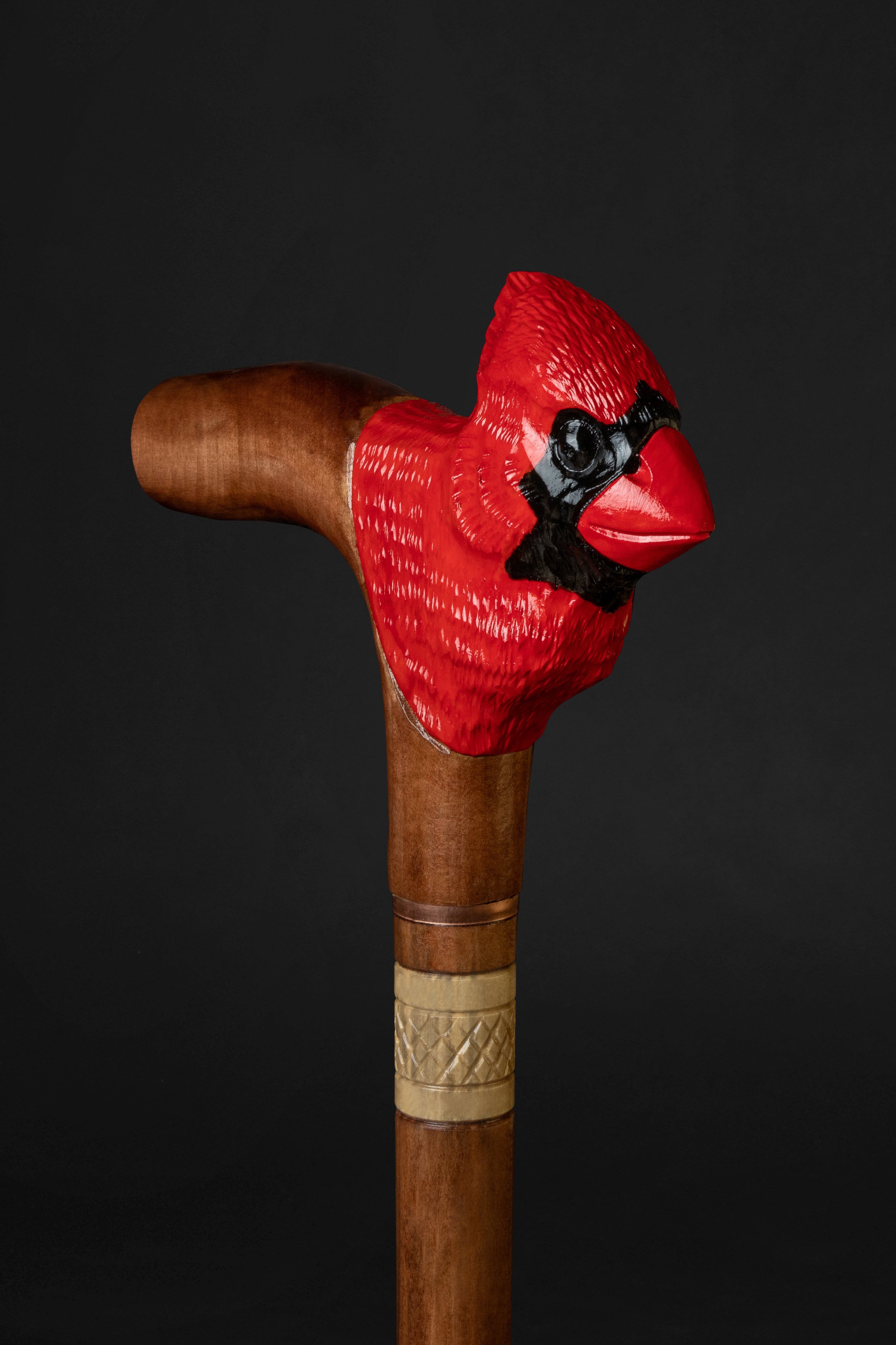 Fashionable Red Cardinal Bird Walking Cane, Custom Made Walking Sticks